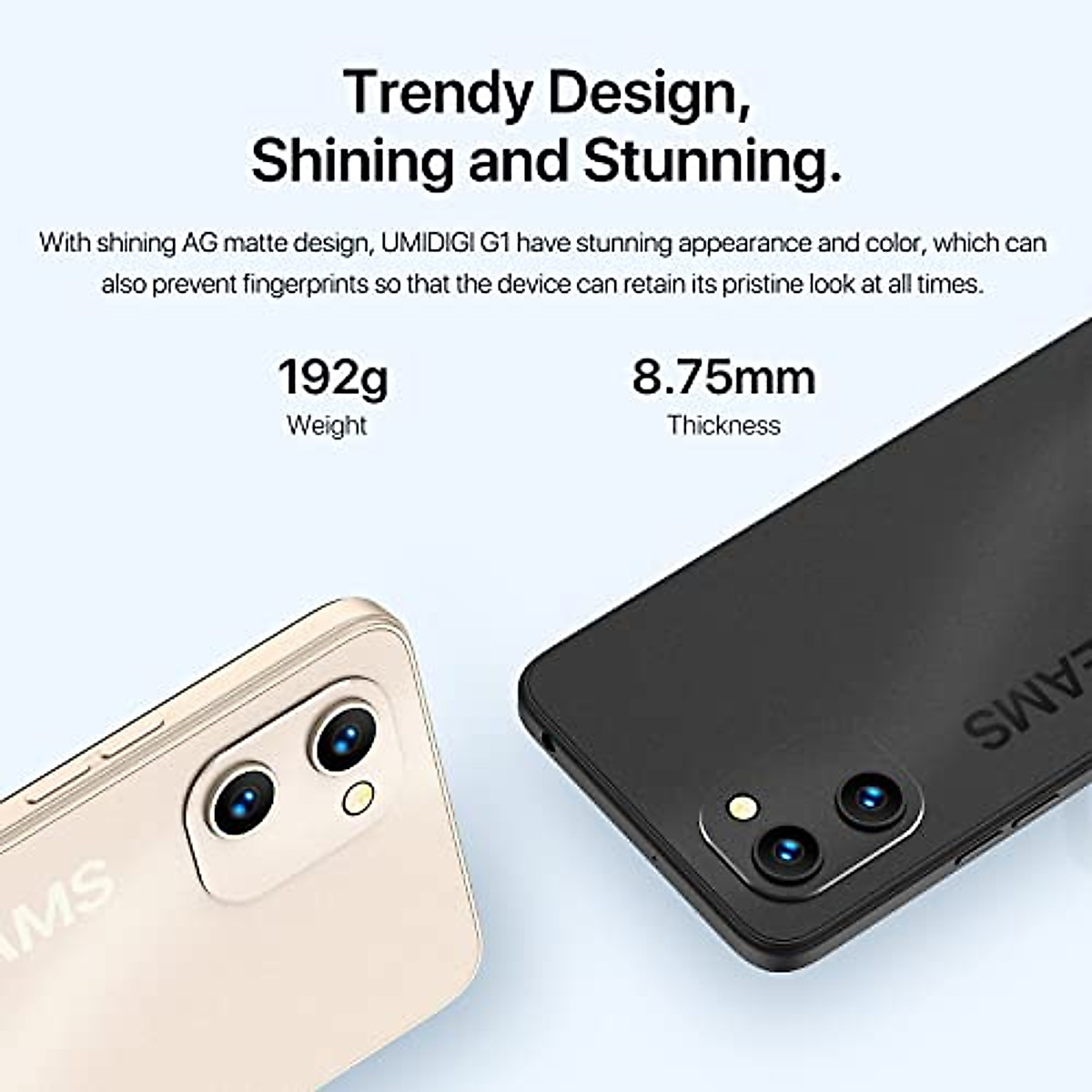 UMIDIGI Cell Phone G1, Android12 Unlocked Cell Phone, Dual Sim 4G LTE Mobile Phone, 3+32GB 256G Expandable, 6.52" HD+, 5150mAh, GSM Unlocked