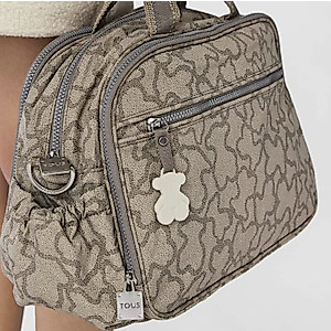 TOUS Vinyl Combined with Calfskin Leather Stoned Color Baby Bag for Women, 40x20x25 cm, Kaos New Colores Collection