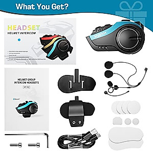 Motorcycle Bluetooth Helmet Headset 10 Riders Group Motorbike Intercom with Music Sharing FM Hand-free Call Bluetooth 5.0 Helmet Communication System for Ski/ATV/Dirt Motorbike/Off Road Work with Siri