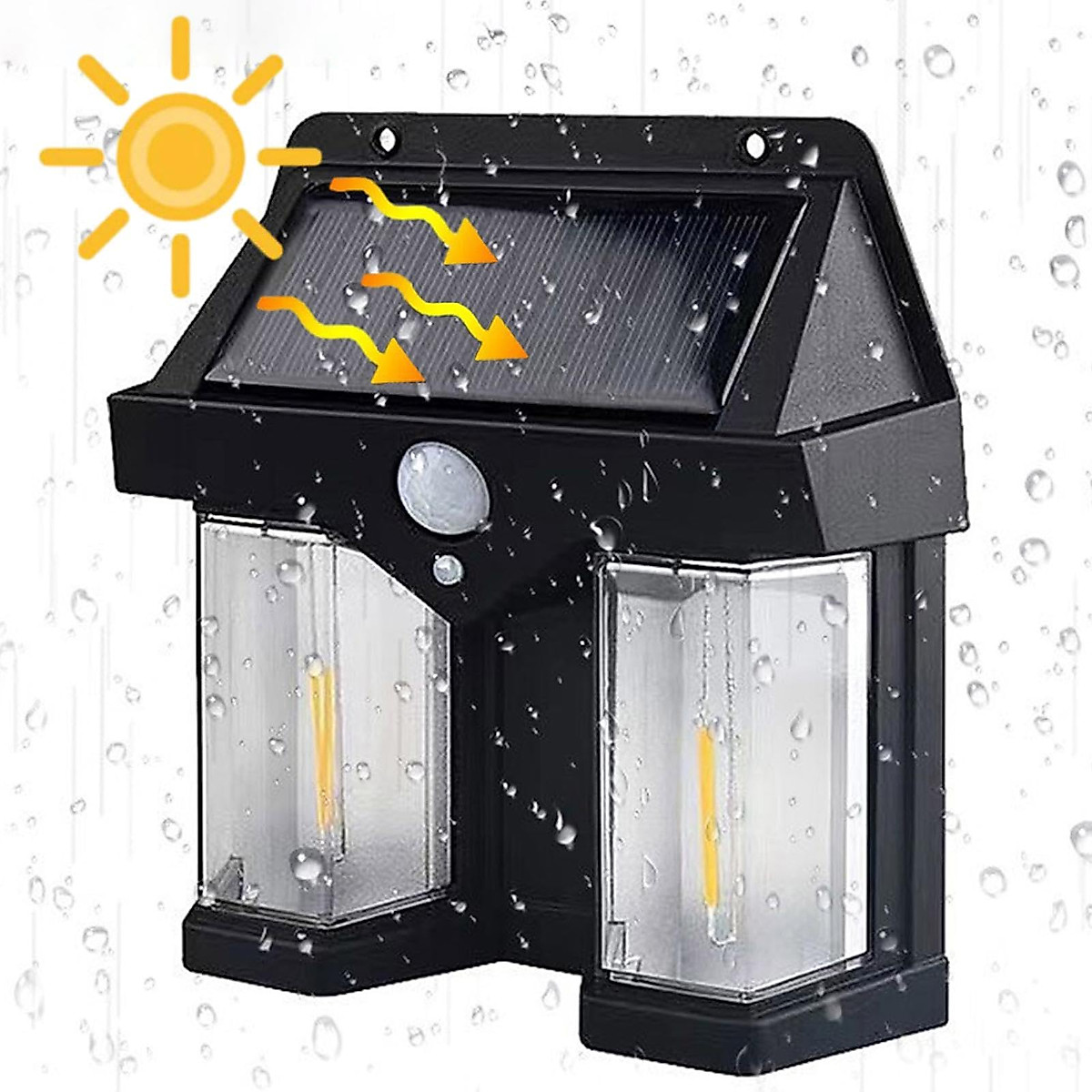 Decorative Solar Tungsten Lamp - Waterproof Solar Wall Sconce with 3 Modes - Motion Sensor Outdoor Light for Porch, Fence, Courtyard