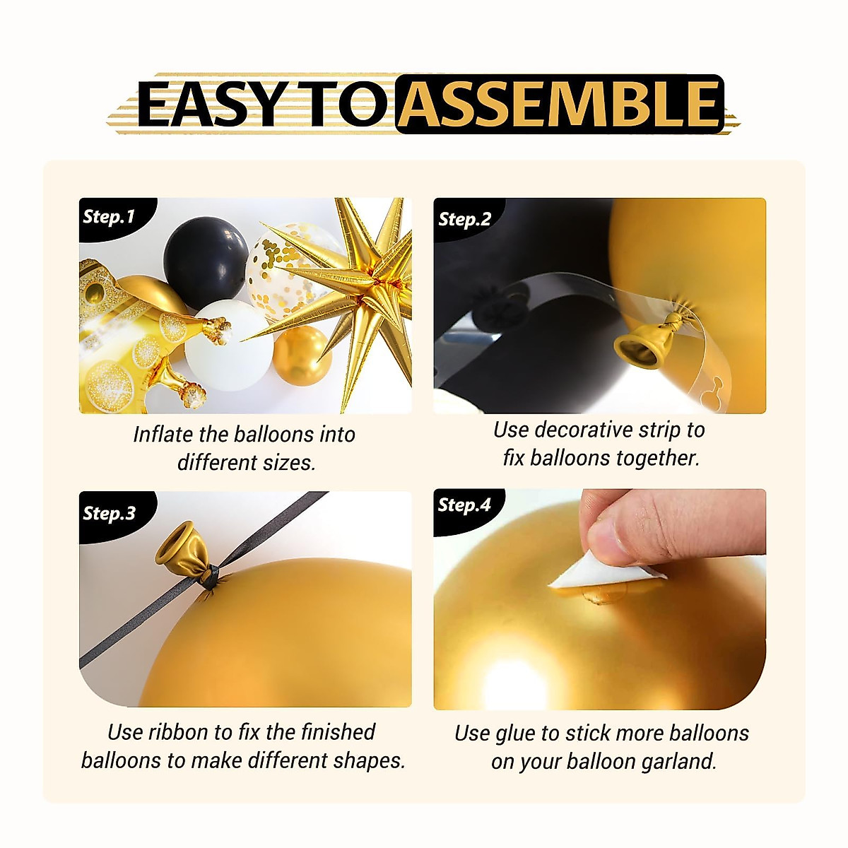 107pcs Black Gold Birthday Party Decorations with Happy Birthday Banner Foil Balloons for 16th 18th 21st 22th 32th 40th 50th 60th Birthday Decorations for Men