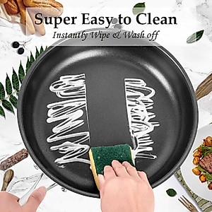 AUDANNE Nonstick Frying Pan with Lid, 12 inch Non Stick Large Stainless Steel Skillet with Handle - Oven Safe Non-stick Teflon Coating Induction Cooking Fry Pans, Black 12"