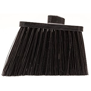 SPARTA Plastic Broom Head, Angled, Un-Flagged for Large Debris Indoor, Outdoor, Home, Restaurant, Lobby, Office, 12 Inches, Black