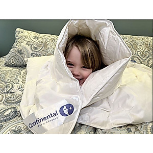 Continental Bedding Toddler Comforter, 100% White Goose Down Duvet Insert, Sleep Blanket with Cotton Shell, Fits Standard Crib, Toddler Bed, 39x47 Inches, White