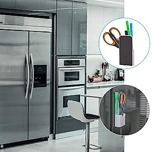 LUTER 2pcs Magnetic Pen Marker Holders, Dry Erase Marker Magnetic Cup Holder Organizer Home Office Supplies for Refrigerator Whiteboard Locker (White)