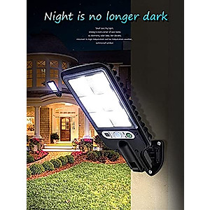 Solar Street Lights Outdoor Motion Sensor, Dusk to Dawn Solar Flood Light with Remote Control, IP65 Waterproof Security Light for Parking Lot, Garden, Street, Playground(18 LED)