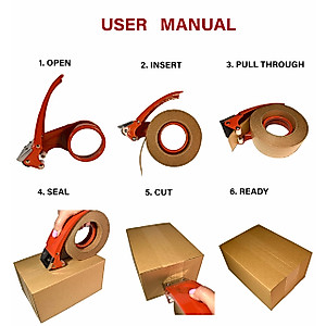 Heavy Duty Steel Packing Tape Dispenser - for 2 inch Wide Tape with 3 inch Inner Paper Core - Hand-Held Professional Quality Metal Packaging Tape Dispenser for Sealing Moving and Shipping Boxes, Red