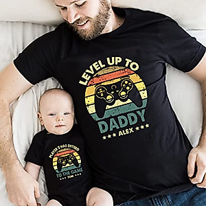 Penguin Tees Personalized Leveled Up to Daddy Player 2 Has Entered The Game Shirt Dad and Son Matching Outfits Gaming Daddy Baby Daughter Cool Infant Bodysuit Onesie
