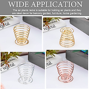 6pcs/Pack Air Plant Holders,Wire Metal Plants Stand Planter Shelves,Airplant Container Tillandsia Holder,Geometric Tabletop Decor for Home Office(Rose Gold+Gold+Silver)