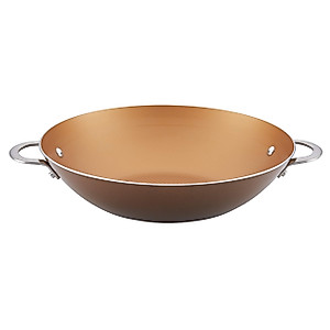 Ayesha Curry Home Collection Nonstick Wok/Stir Fry Pan/Wok Pan - 14 Inch, Brown Sugar