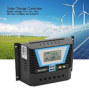 Walfront BSC6048 Solar Controller 12V/24V/36V/48V 60A Multifunctional Solar Controller Panel for Variety Batteries