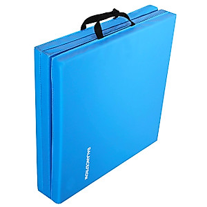 BalanceFrom 1.5" Thick Three Fold Folding Exercise Mat with Carrying Handles for MMA, Gymnastics and Home Gym, Blue