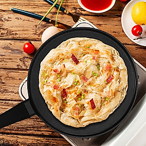 Sakuchi 11 Inch Induction Crepe Pan, Nonstick Dosa Pan for Stove Tops, Tortilla Pan for Glass Cooktop, Tawa Pan for Roti, Black