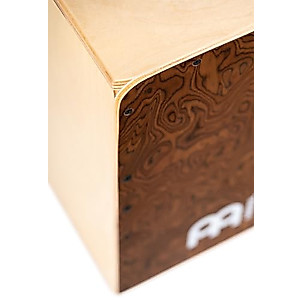Meinl Percussion Snarecraft Cajon Box Drum with Internal Snares and Bass Tone for Acoustic Music — Made in Europe — Play with Your Hands, Baltic Birch, 2-Year Warranty, Burl Wood (SC80BW)