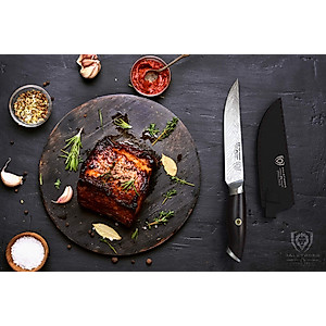 Dalstrong Steak Knife Set - 4 Piece - 5 inch Blade - Omega Series - BD1N-V Hyper Steel Kitchen Knife - G10 Woven Fiberglass Handle - Razor Sharp Knife - Leather Sheath Included