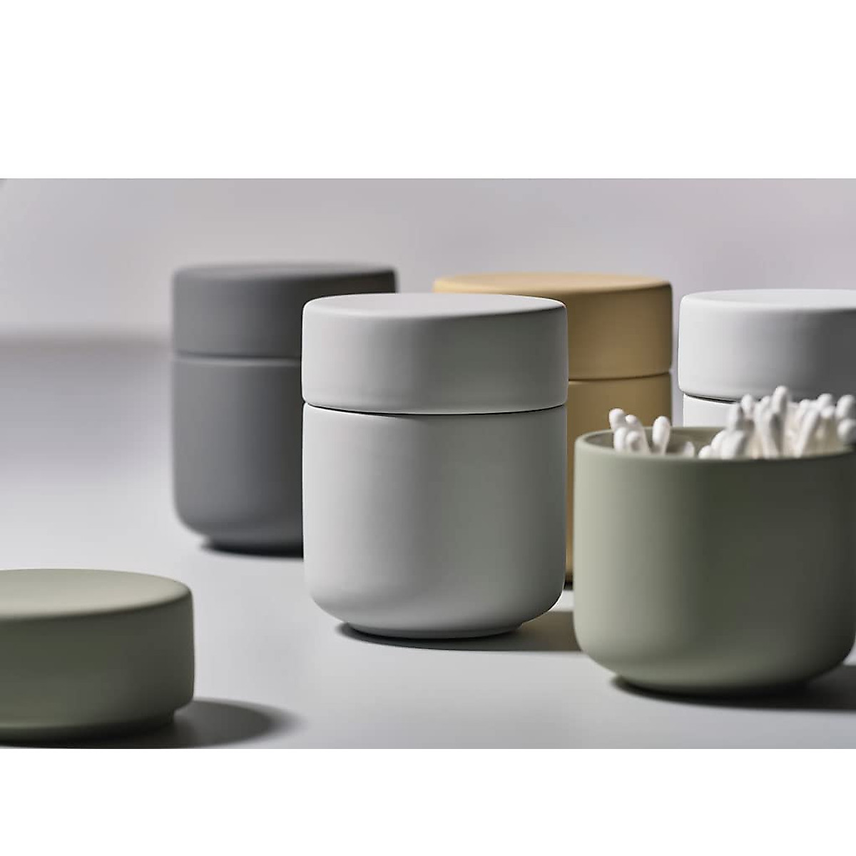 Zone Denmark Ume Taupe Cosmetic Jar - Elegant and Functional Storage Solution for Your Beauty Essentials, Infusing Scandinavian Design into Your Vanity Space (Grey)