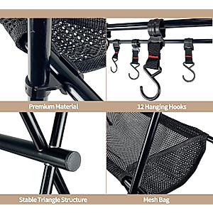 Sutekus Cookware Hanging Rack Collapsible Multifunction Camping Stand Outdoor Tools Hanging Organizer with Hooks (Large(40"X38"))