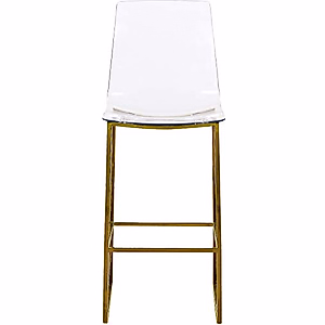 Meridian Furniture Lumen Collection Modern Contemporary Acrylic Counter Stool with Stainless Steel Base, 16.5" W x 20" D x 42" H, Gold