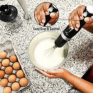 Self-Mate 3 in 1 Dual Speed Immersion Hand Blender Kitchen Set – Stainless Steel 300W Electric Mixer Blending Stick with Interchangeable Whisk Wand, Food Processor Chopper & Beaker Attachments