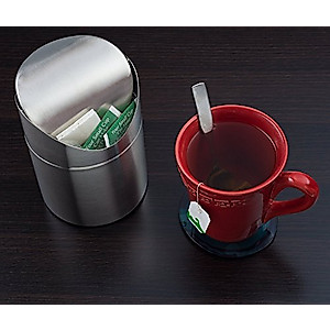 ZHOUWHJJ Mini Countertop Brushed Stainless Steel Swing Lid Trash Can Set, Come with Trash Bag, 1.5 L / 0.40 Gal, Multiple Color Options, Silver