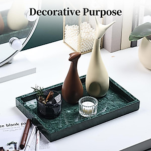 YMXYJM 100% Natural Marble Tray for Bathroom, Genuine Marble Stone Vanity Tray, Luxury Storage Trays for Kitchen, Vanity, Home Decor, Dresser, Non-Resin/Non-Ceramic, 12"x 8"x 1.2", Dark Green