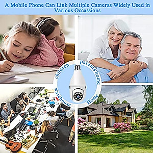 Light Bulb Security Camera,2.4G&5G Light Bulb Camera，355°PTZ &Night Vision & Motion Detection Light Socket Camera