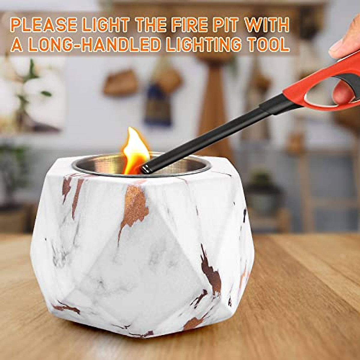 Icnice Concrete Tabletop Fire Pit, Portable Concrete Fire Pit, Ethanol Fire Pit Table Top Firepit, Fire Bowl, Mini Personal Fireplace for Indoor & Garden - Bio Ethanol Fuel