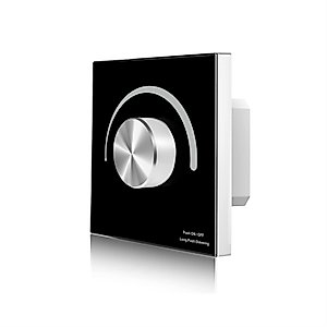 LAZIRO Led Strip Dimmer DC12V-24V 4A 3 Channel Output 12A Rotary Panel Manual Knob Wall Mounted Dim 5050 3528 Single Color Tape Dimming (Color : T1 K Black)