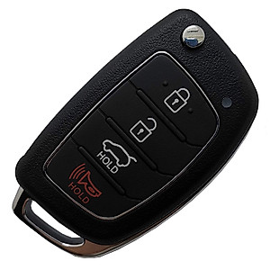 Key Fob Case Fits for Hyundai Santa Fe Sonata Flip Folding Keyless Entry Remote Replacement Key Fob Shell with Screwdriver and Uncut Blade (4 Buttons)