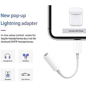 [Apple MFI Certified] 3 Pack iPhone Headphones Adapter,Lightning to 3.5mm Headphone Aux Audio Dongle Jack Adapter Plug and Play for iPhone 12/11/11 Pro/XR/XS/X 8 7/iPad/iPod Support All iOS (White)
