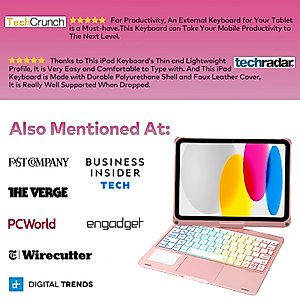 Touchpad iPad 10th Generation Case with Keyboard 10.9" 2022, Magic 360°Rotatable & Swivel Keyboard with Multi-Touch Trackpad, 7 Color Backlit with Pencil Holder for Latest iPad 10th Gen 2022 Rose Gold