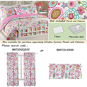 Cozy Line Home Fashions Pink Floral Polka Dot Colorful Reversible Quilt Bedding Set, Coverlet, Bedspreads for Girls (Mariah, Twin - 2 Piece)