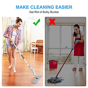 Tobeelec Spray Mop for Floor Cleaning, Microfiber Floor Mop Dry Wet Mop for Laminate Tile Ceramic Hardwood Wooden Vinyl with 4 Reusable Pads & 2 Refillable Bottle & 1 Scraper(Gray)