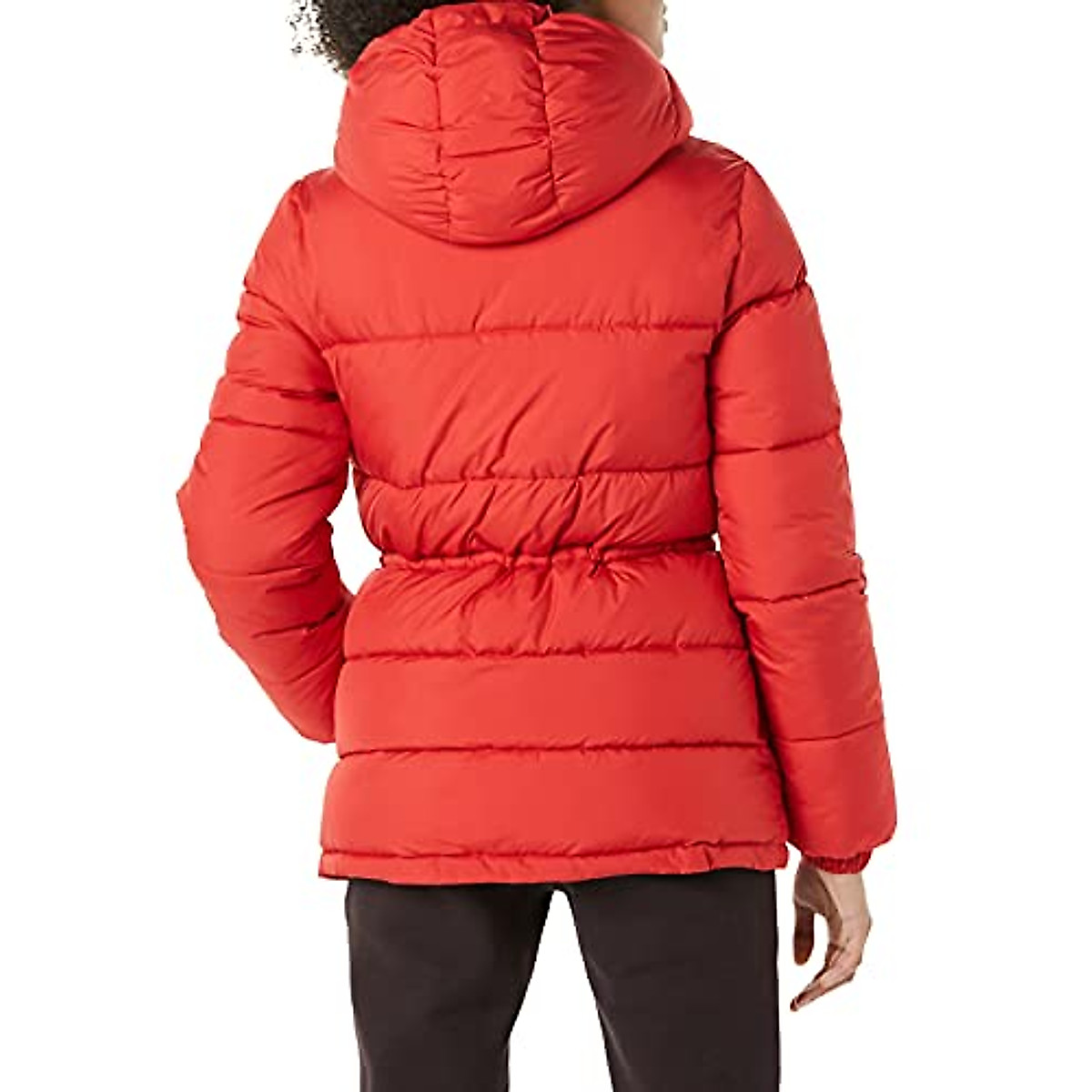 Amazon Essentials Women's Heavyweight Quilted Hooded Puffer Winter Jacket with Adjustable Waist, Red, X-Large