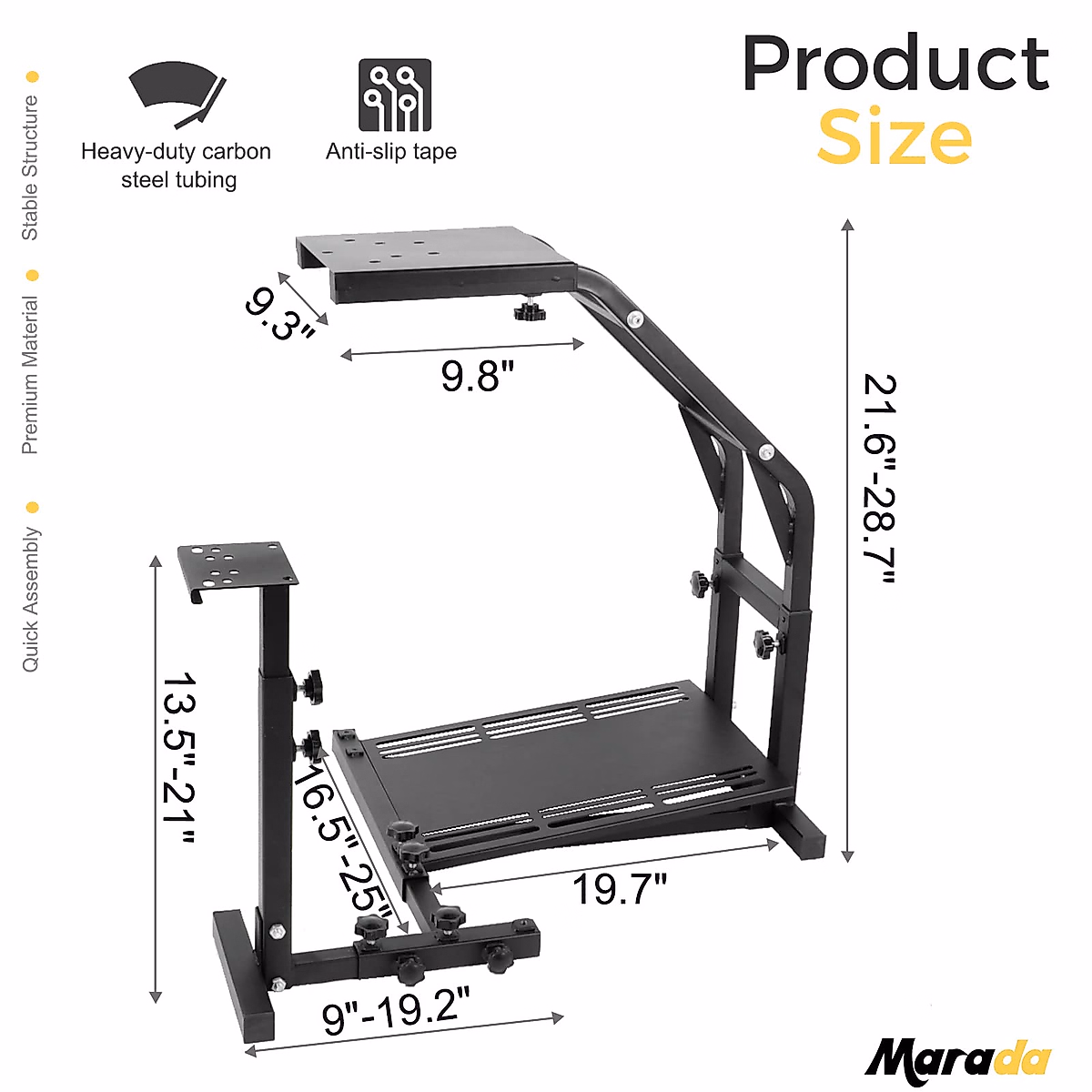 Marada Pro Racing Wheel Simulator Stand Support with V2 Stand Up Support for G29, G27 and G25 Racing Wheel Stand without Wheel, Shifter and Pedals