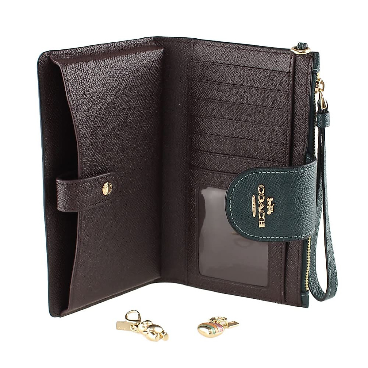 Coach Boxed Crossgrain Tech Wallet With Charms (Forest Green)