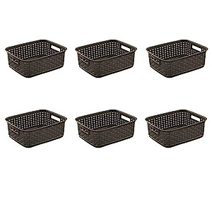 Sterilite 12726P06 Short Weave Basket, Espresso, 6-Pack