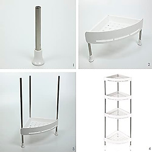 IYAR HOME 4 Tier Shower Caddy Organizer Shelf Corner Standing 12.99 x 9.45 x 32.68 Inches Shower Rack for Inside Shower & Kitchen Storage White