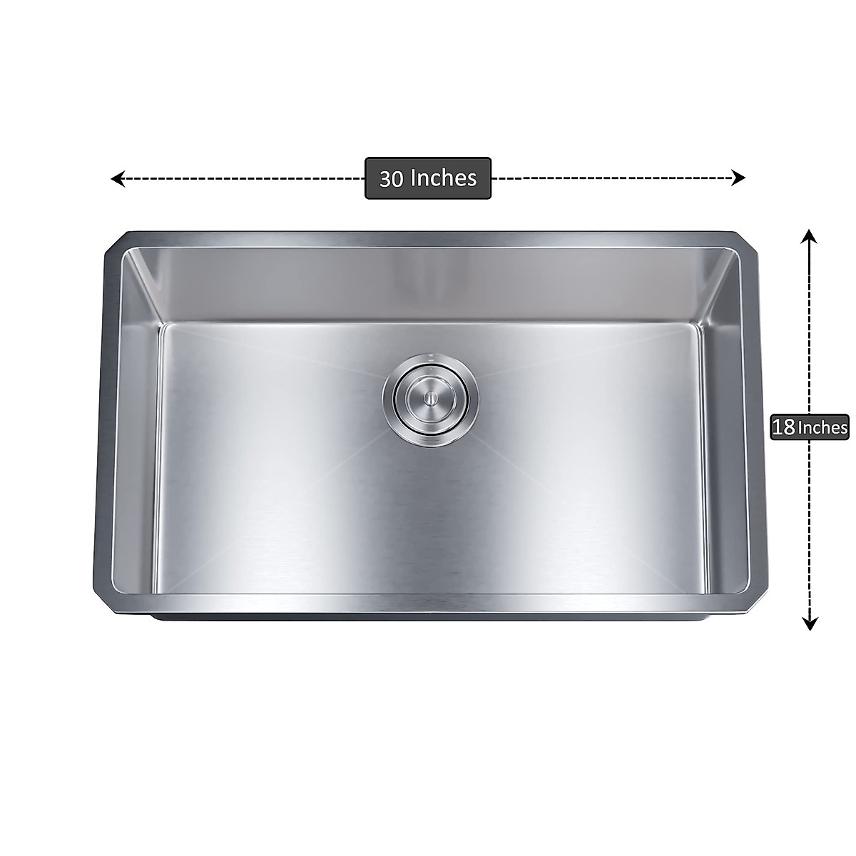 Dowell 10" Deep Undermount Single Bowl 30x18 Stainless Steel Kitchen Sink (16 Gauge, 6008 3018)