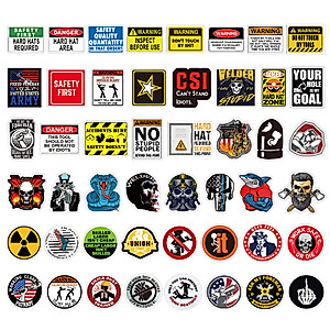 Hard Hat Stickers, 105 PCS Funny Sticker, Waterproof Cooler Stickers for Helmet, Tool Box, Thermos, Suitcase, Laptop, etc