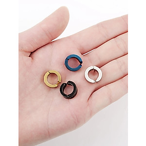 Mudder 8 Pieces Non-Piercing Earrings Ear Clip Fake Ear Hoops for Men and Women, Stainless Steel, 4 Colors