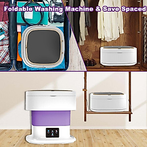 Mini Washing Machine, Portable Foldable Washer, 11L Large Capacity Upgrade Model, Small Collapsible Compact Laundry Washer and spin dryer, Apartment, Dorm, Rv, Socks, Underwear, Baby Clothes (Purple)