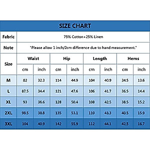 NANAMEEI Men Summer Linen Pants for Men Casual Beach Pants Trousers for Men with Drawstring Pocket White M