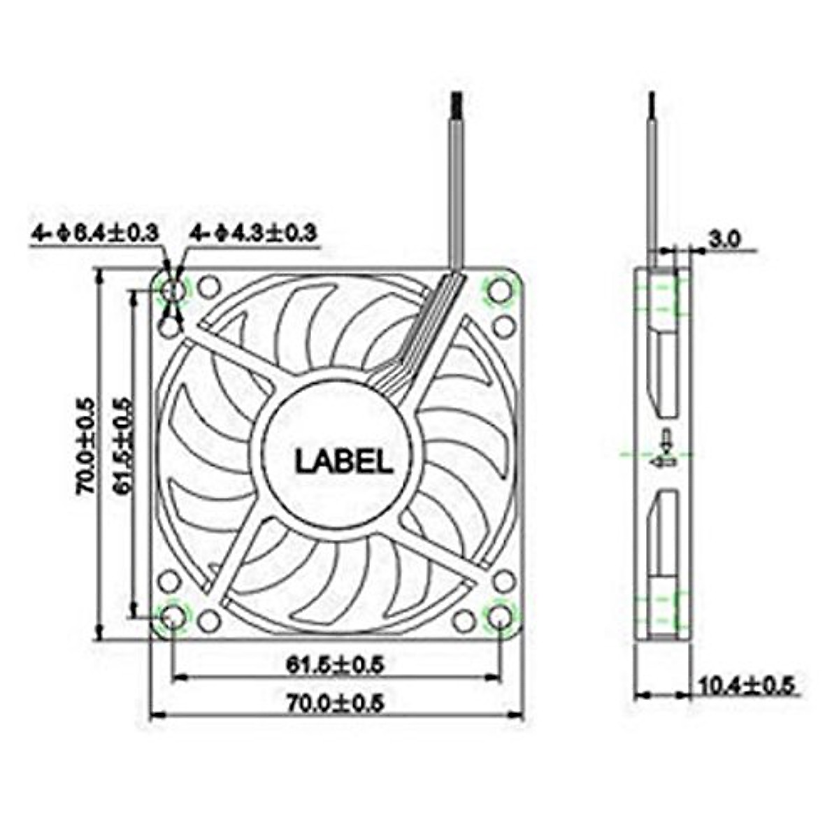 Everflow 70x70x10mm Ultra High Speed Dual Ball Bearing 12 Volt PWM Fan R127010BUAF