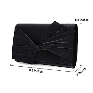 IXEBELLA Satin Evening Bag Bow Clutch Purse for Women Formal Party/Prom/Wedding (Black)