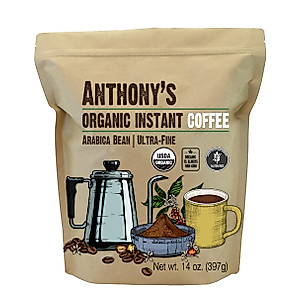 Anthony's Organic Instant Coffee,14oz, Ultra Fine Microground, Gluten Free, Arabica, Non GMO