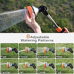 Diivoo Watering Wand Heavy Duty, Metal Garden Hose Wand with 8 Spray Patterns, 18 Inch Long Hose Nozzle Sprayer with Thumb Flow Control & 180° Adjustable Spray Angle, Ideal for Plants,Flowers,Car