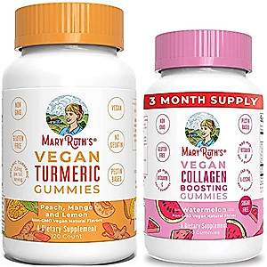 Turmeric Gummies & Collagen Boosting Gummies Bundle by MaryRuth's | Chewables for Joint Health, Antioxidant & Mood Support | Supplement for Collagen Production, Hair, Nails & Skin Health with Biotin