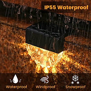 CIYOYO Solar Deck Lights Outdoor - 8 Pack Solar Step Light Waterproof Solar Fence Lights for Patio Stairs Post Pathway Porch Driveway Garden Decor, Warm White/LED Color Glow