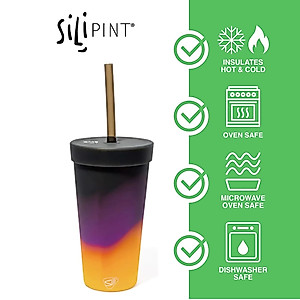 Silipint: Silicone 22oz Straw Tumbler: Sun Storm - Reusable, Unbreakable, Flexible, Hot/Cold, Airtight Lid, Travel, Sustainable